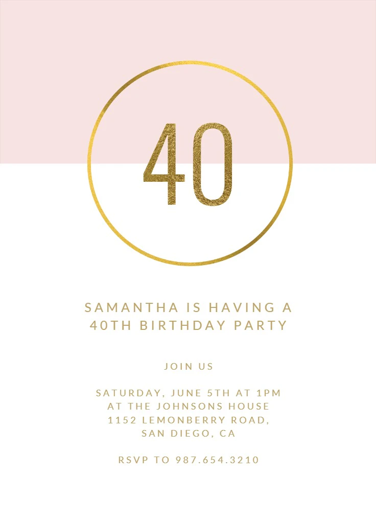 Golden Ring 40 - Birthday Invitation Template (Free) | Greetings Island