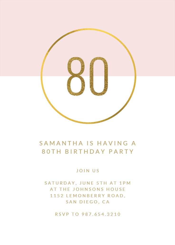 Elegant 80 Birthday Invitation Template Free Greetings Island