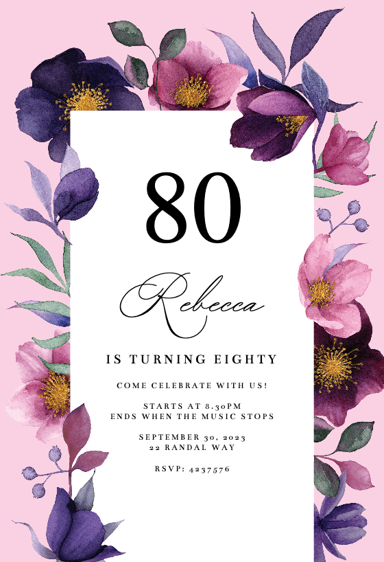 Growing Joy At 80 - Birthday Invitation Template | Greetings Island