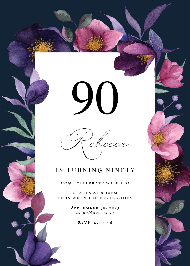 Growing joy at 90 - Birthday Invitation Template | Greetings Island
