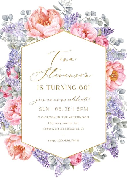 Growing Joy At 60 - Birthday Invitation Template | Greetings Island