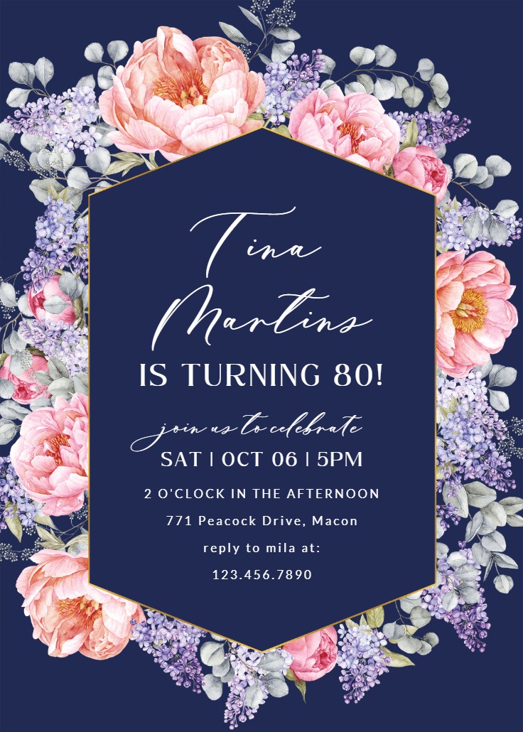 Growing Love 80 Birthday Invitation Template Greetings Island