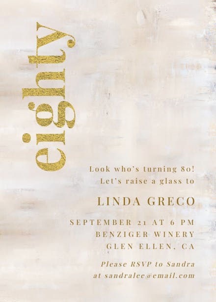 Elegant 80 Birthday Invitation Template Free Greetings Island
