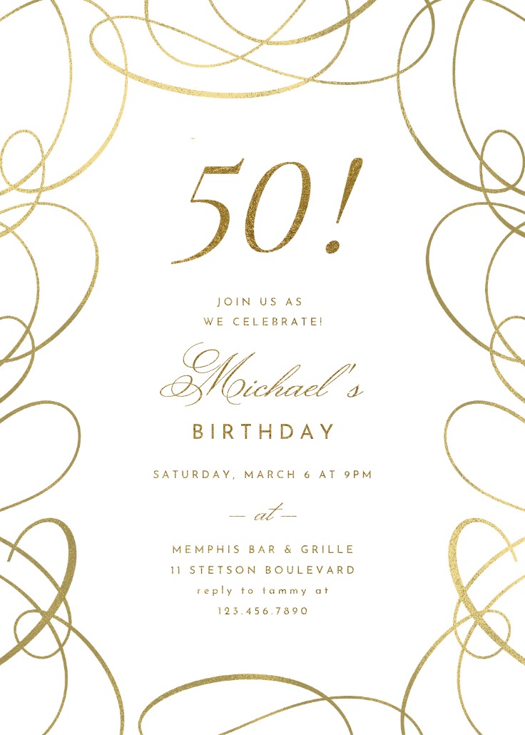 Intricate Swirls - Birthday Invitation Template | Greetings Island