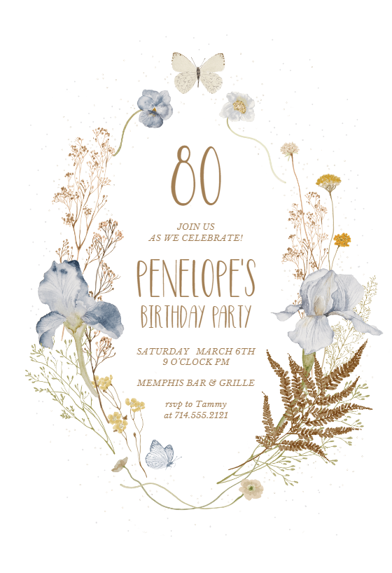 Growing Joy At 80 Birthday Invitation Template Greetings Island