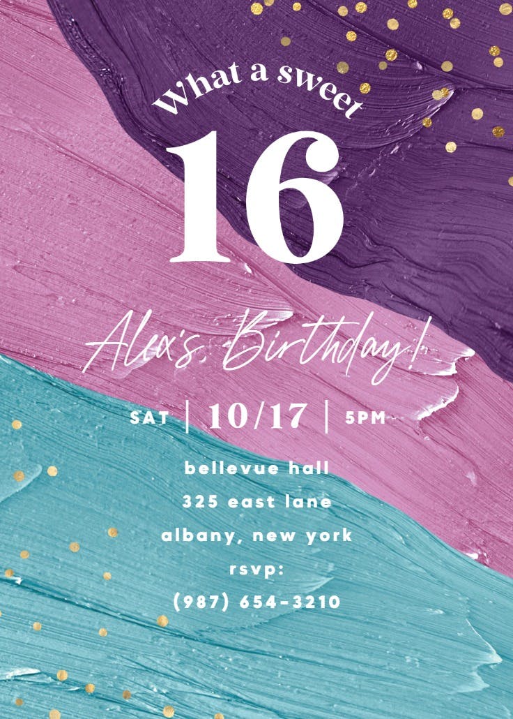 Sweet 16 - Birthday Invitation Template (Free) | Greetings Island