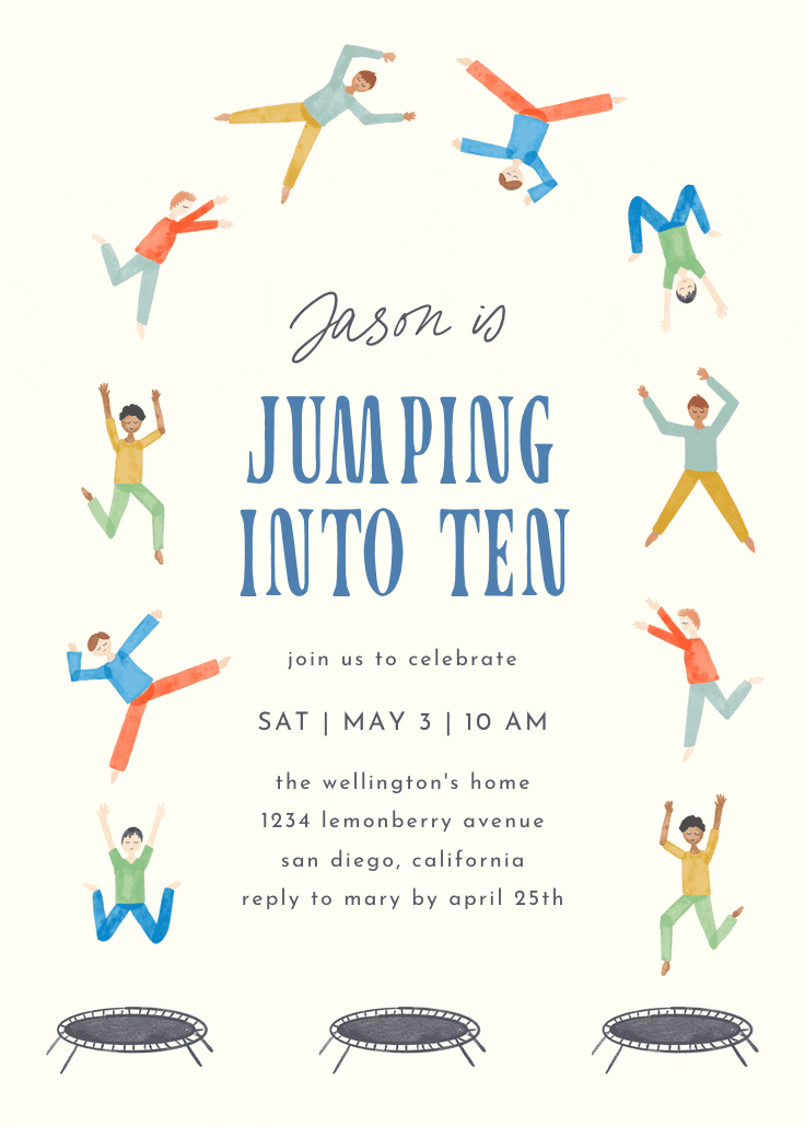 Jump Birthday Party - Party Invitation Template | Greetings Island