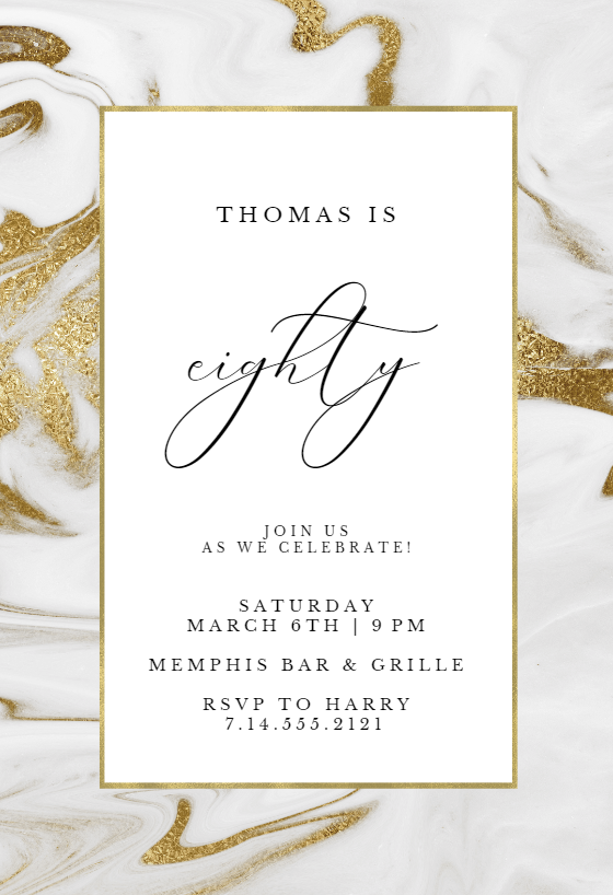 Eighty Shining - Birthday Invitation Template (Free) | Greetings Island