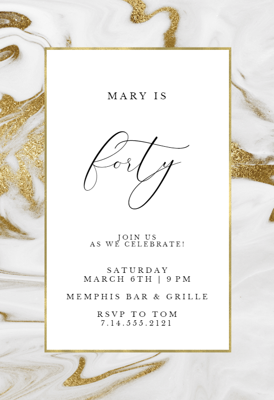 Gilded Lines - Birthday Invitation Template | Greetings Island