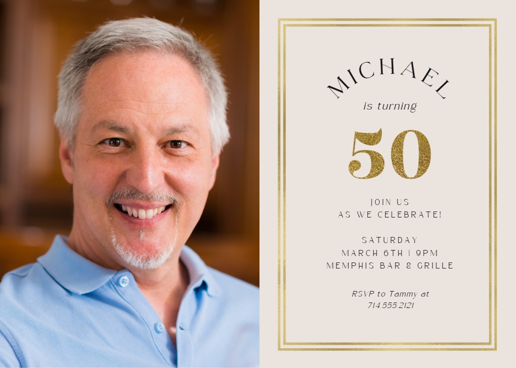 Fifty Shining - Birthday Invitation Template (Free) | Greetings Island