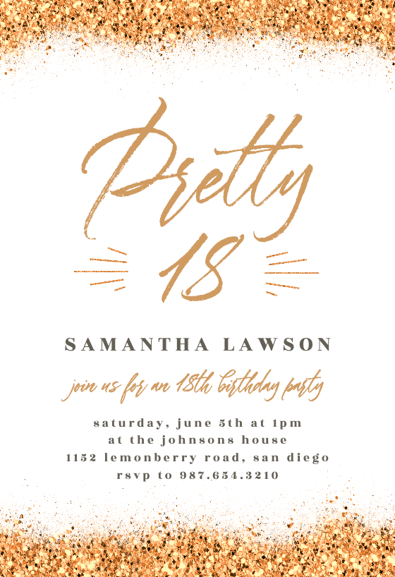 Pretty 18 - Birthday Invitation Template (Free) | Greetings Island