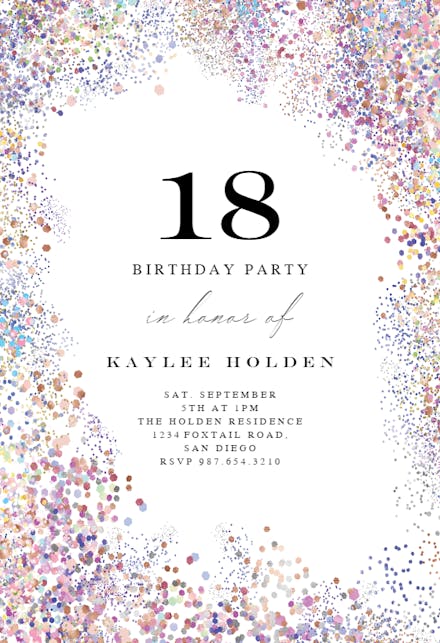 Purple Glitters - Birthday Invitation Template (Free) | Greetings Island