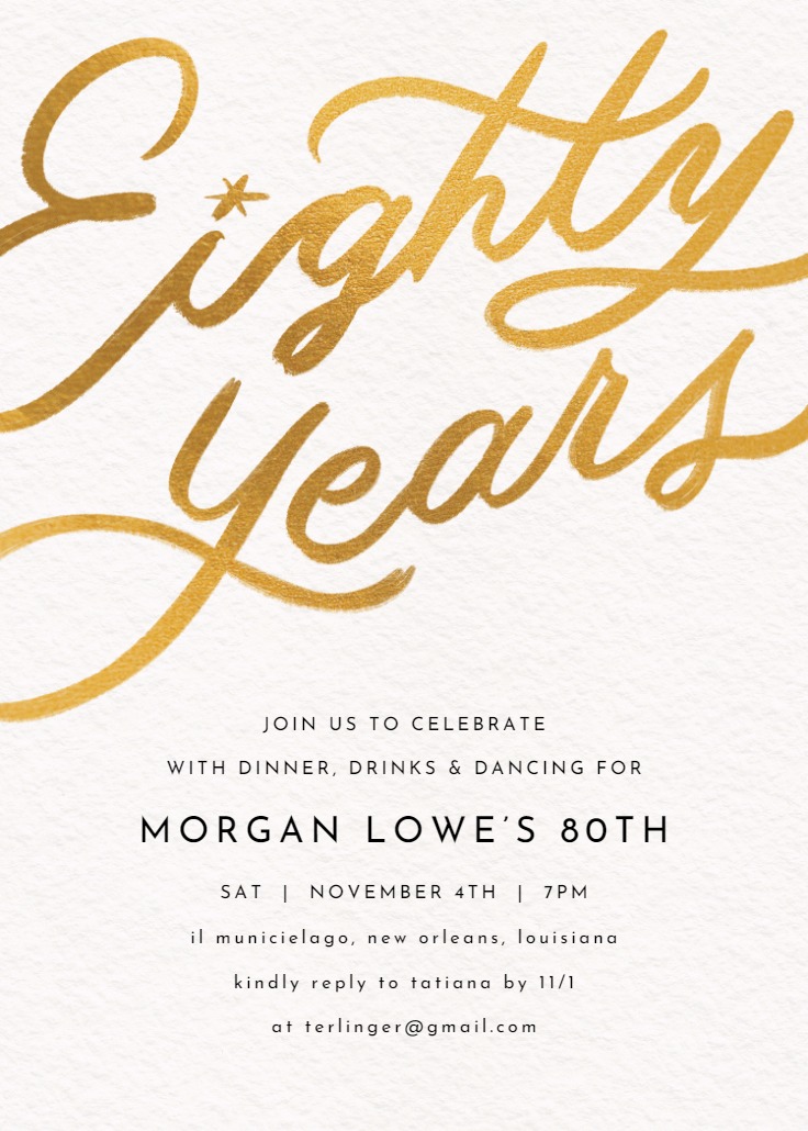 Simple Script 80 - Birthday Invitation Template (Free) | Greetings Island