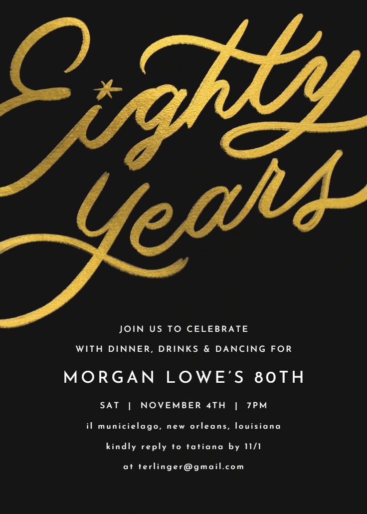 Simple Script 80 - Birthday Invitation Template (Free) | Greetings Island