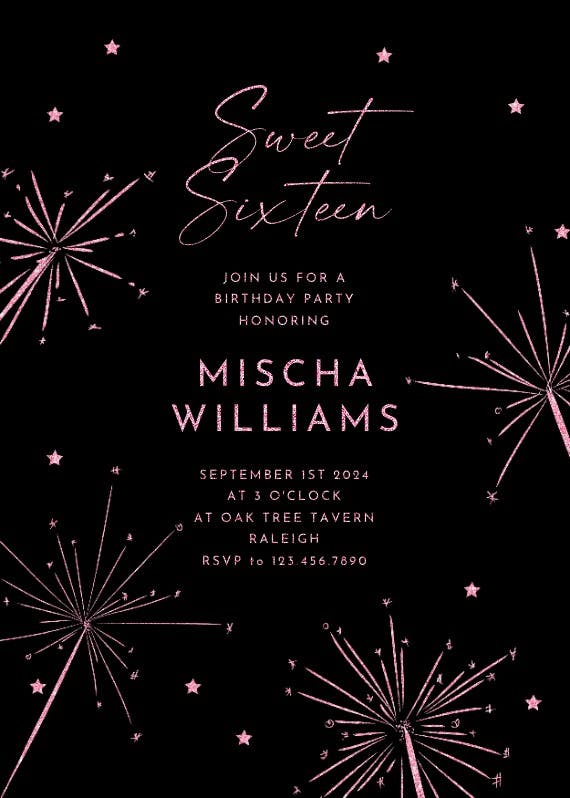 Pinkish Sparkly Night - Printable Party Invitation (Free) | Greetings ...