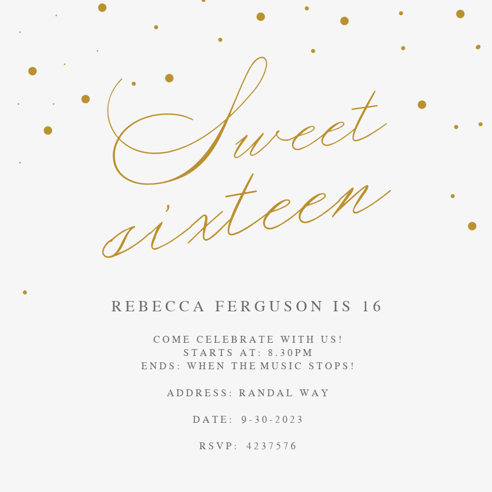 Sweet 16 Golden Flakes - Sweet 16 Invitation Template (Free ...