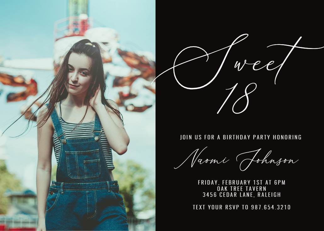 Sweet 18 photo - Birthday Invitation Template (Free) | Greetings Island
