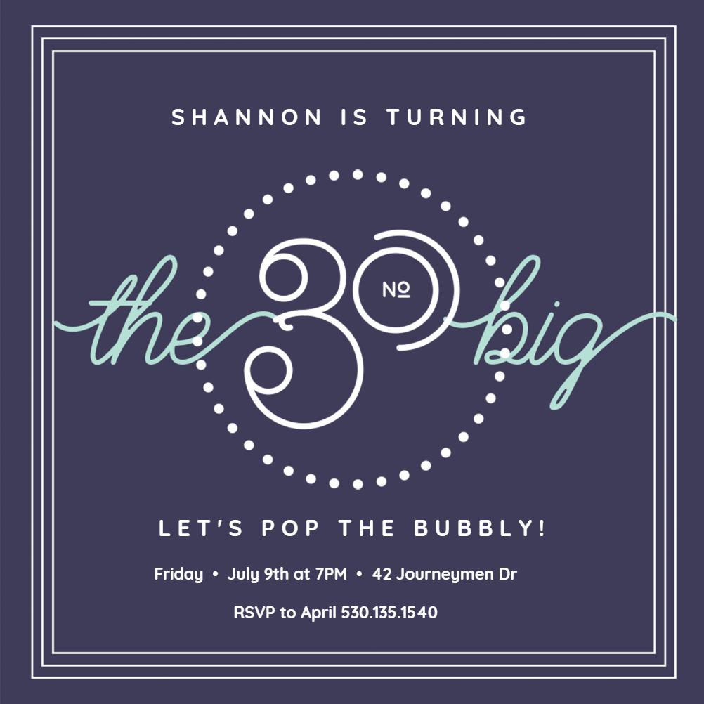 The Big Thirty - Birthday Invitation Template (Free) | Greetings Island