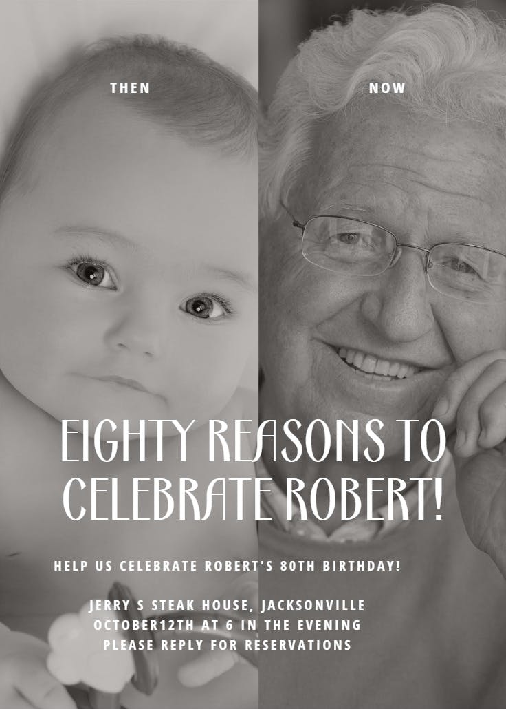 Golden Age 80 Birthday Invitation Template Free Greetings Island