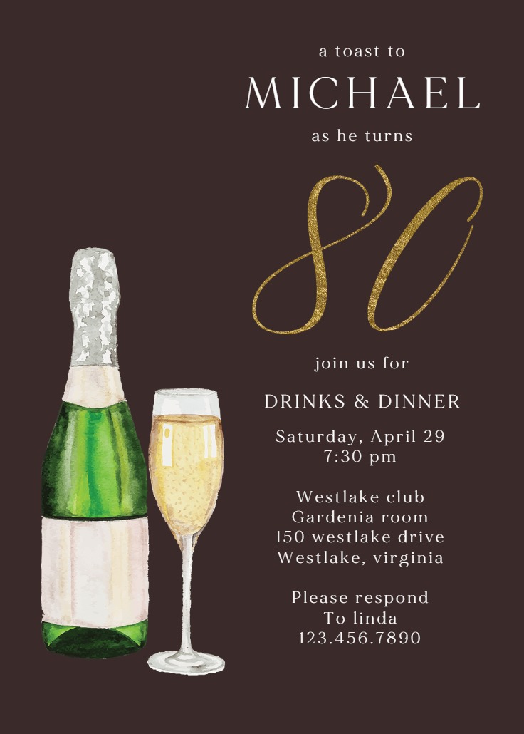 Toasting Time - Birthday Invitation Template (Free) | Greetings Island