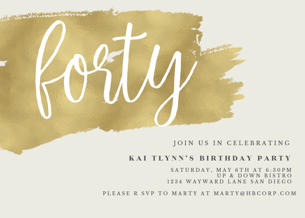 Urban 40 - Birthday Invitation Template (Free) | Greetings Island