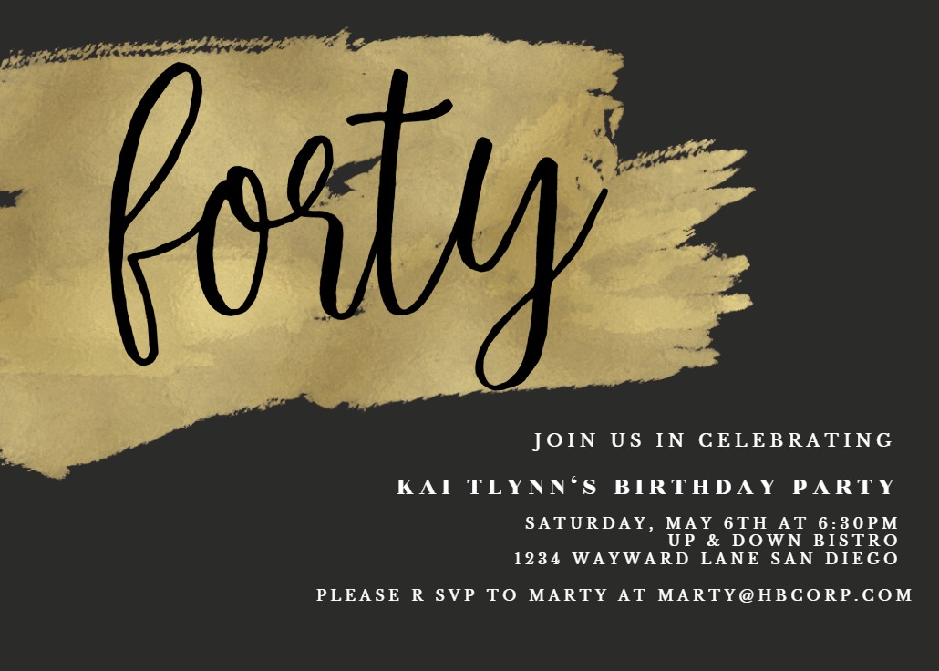 Urban 40 - Birthday Invitation Template (Free) | Greetings Island