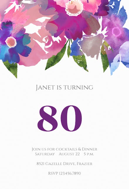 Growing Love 80 Birthday Invitation Template Greetings Island
