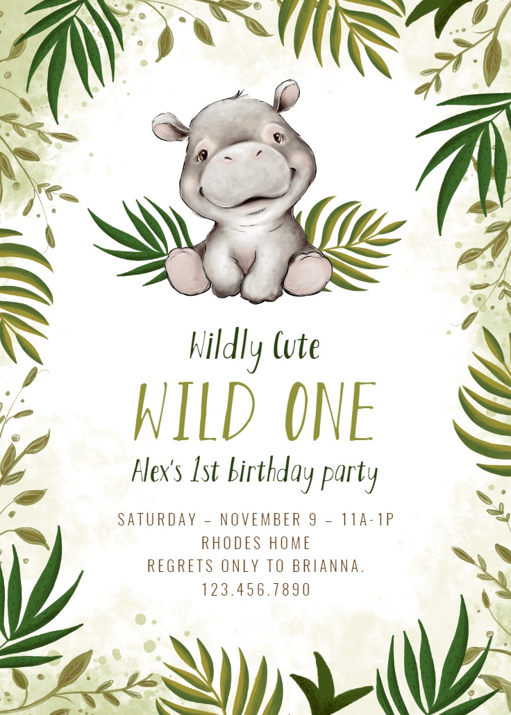 Wildly Cute - Birthday Invitation Template (Free) | Greetings Island