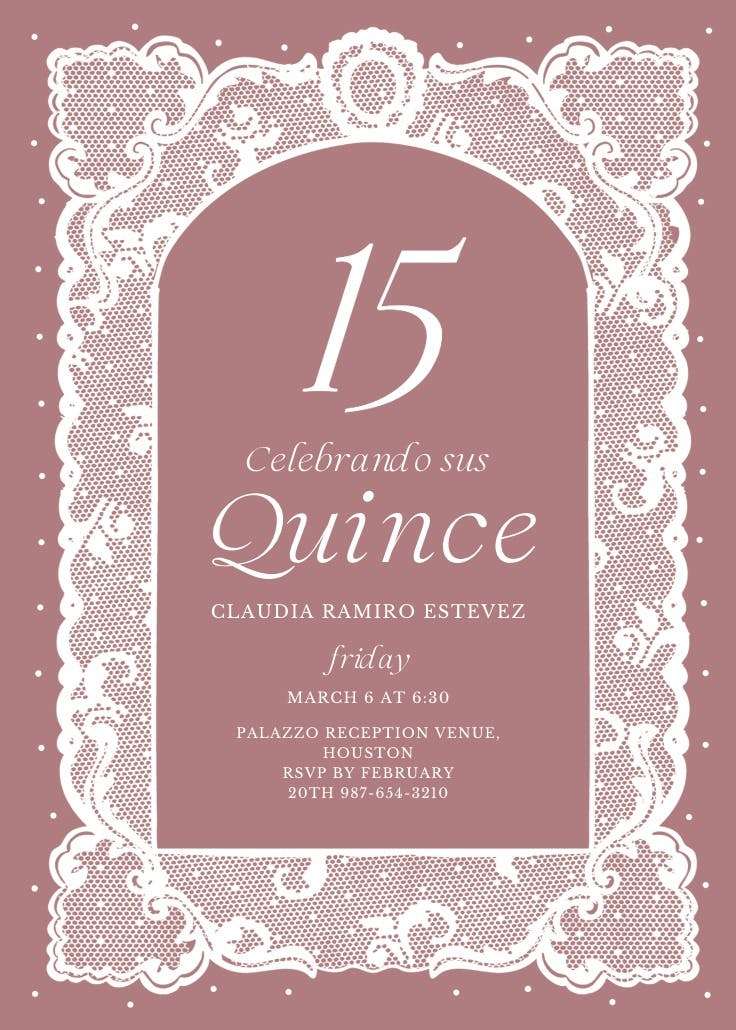 Encaje Fino - Party Invitation Template (Free) | Greetings Island