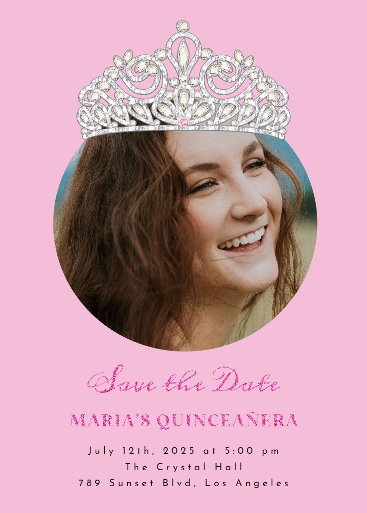 Tiara Princess - Quinceañera Invitation Template (Free) | Greetings Island