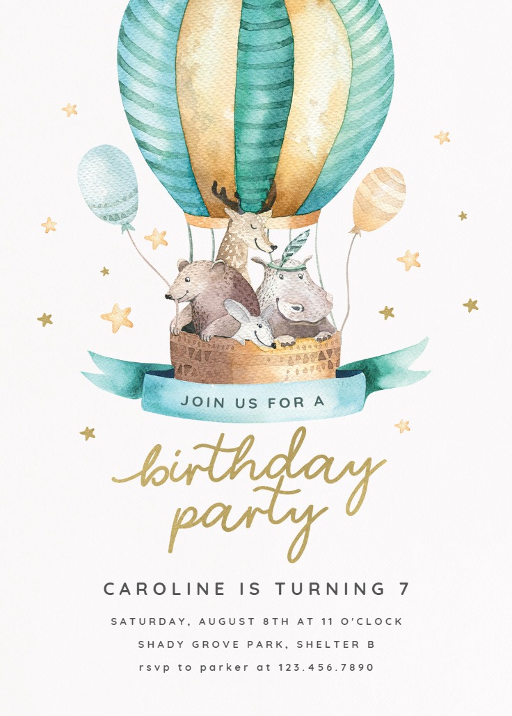 Air balloon - Birthday Invitation Template (Free) | Greetings Island