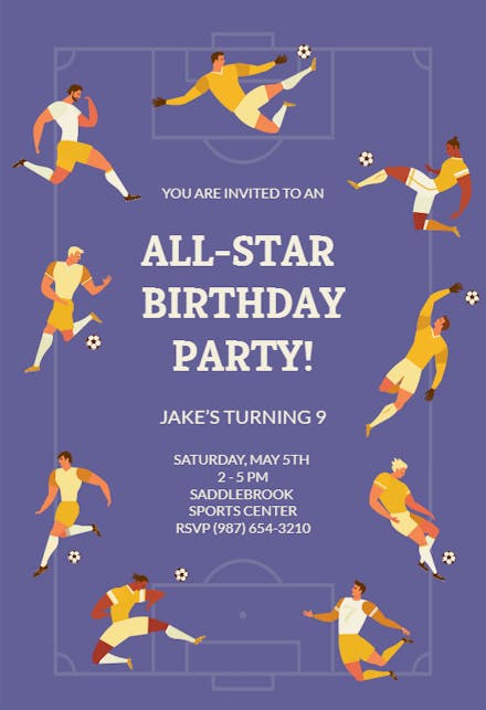All Star Soccer - Birthday Invitation Template (Free) | Greetings Island