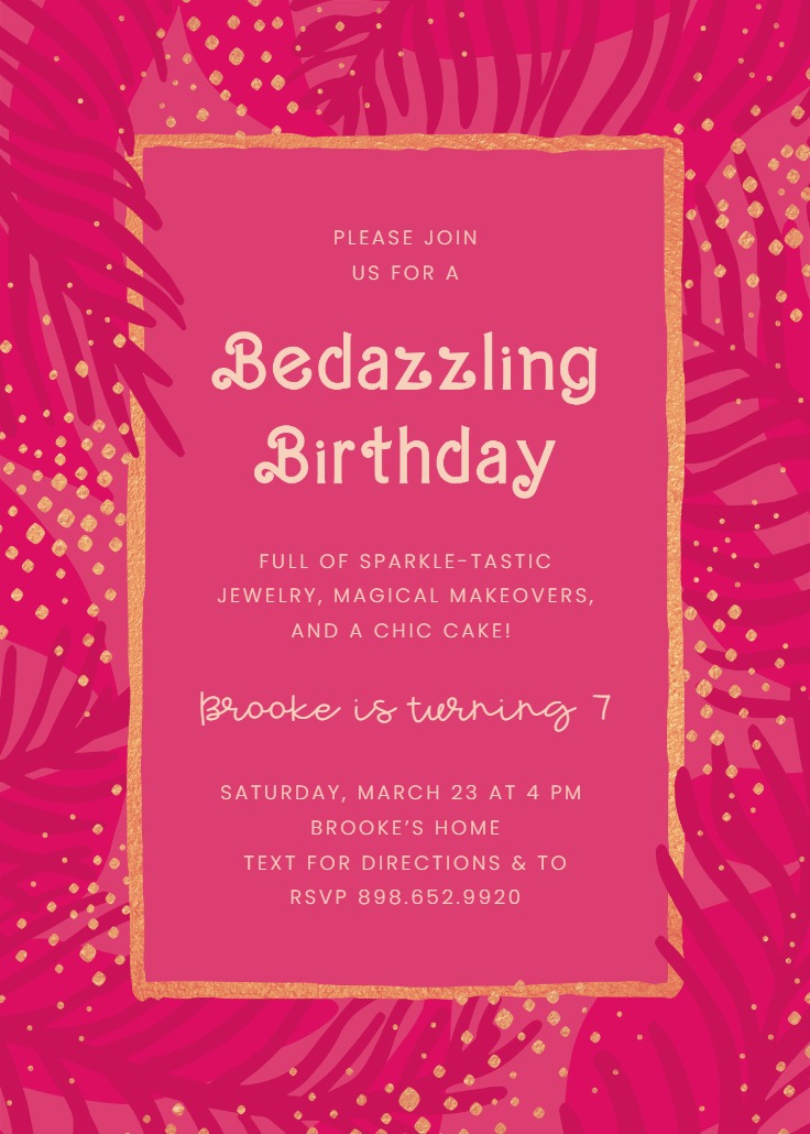 Bedazzling Day - Birthday Invitation Template (Free) | Greetings Island