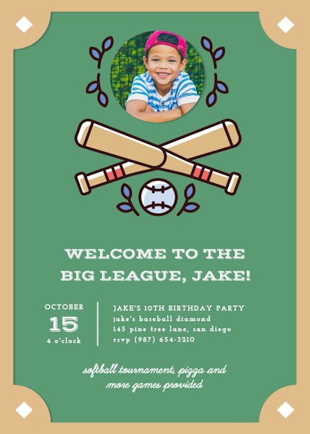 Big League - Birthday Invitation Template (Free) | Greetings Island