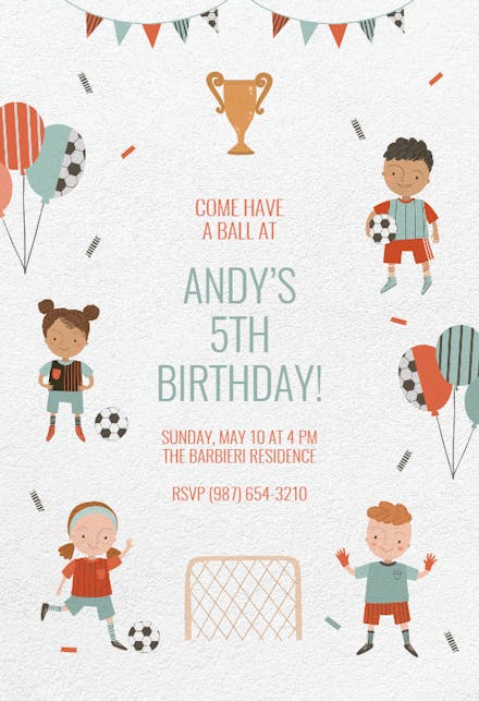 Birthday Soccer Ball - Birthday Invitation Template (Free) | Greetings ...