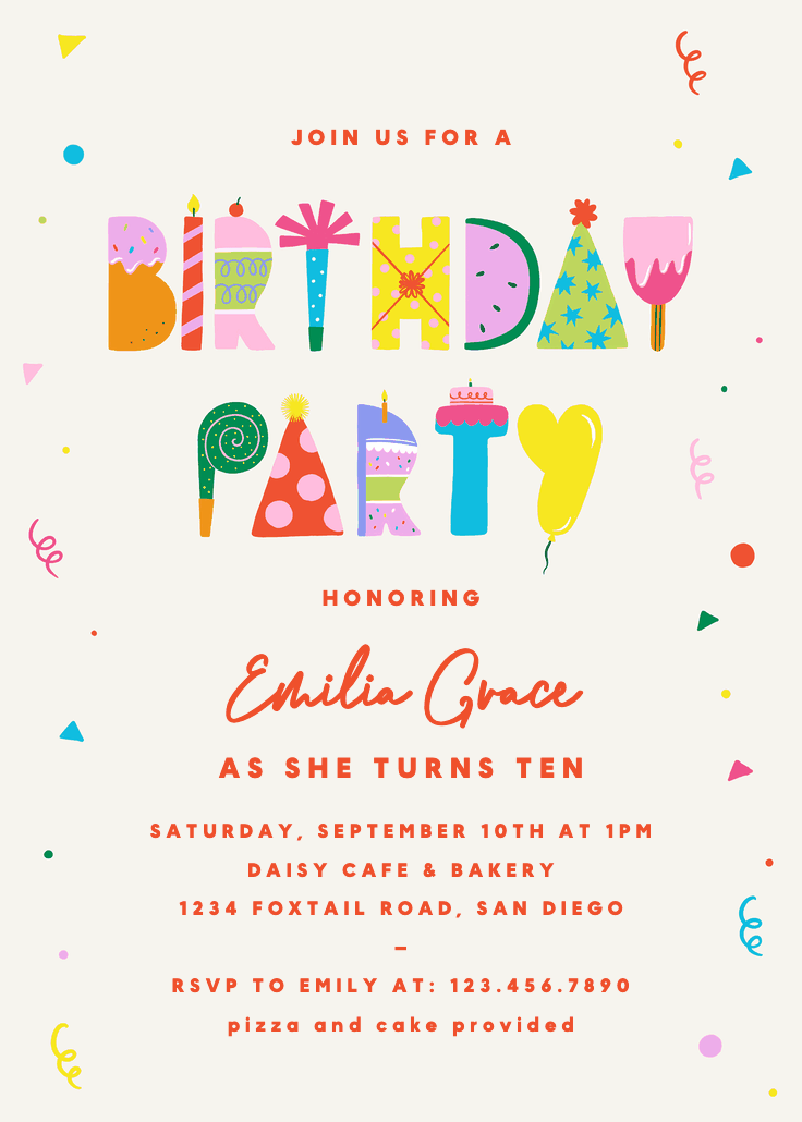 Birthday party happy typo - Birthday Invitation Template | Greetings Island