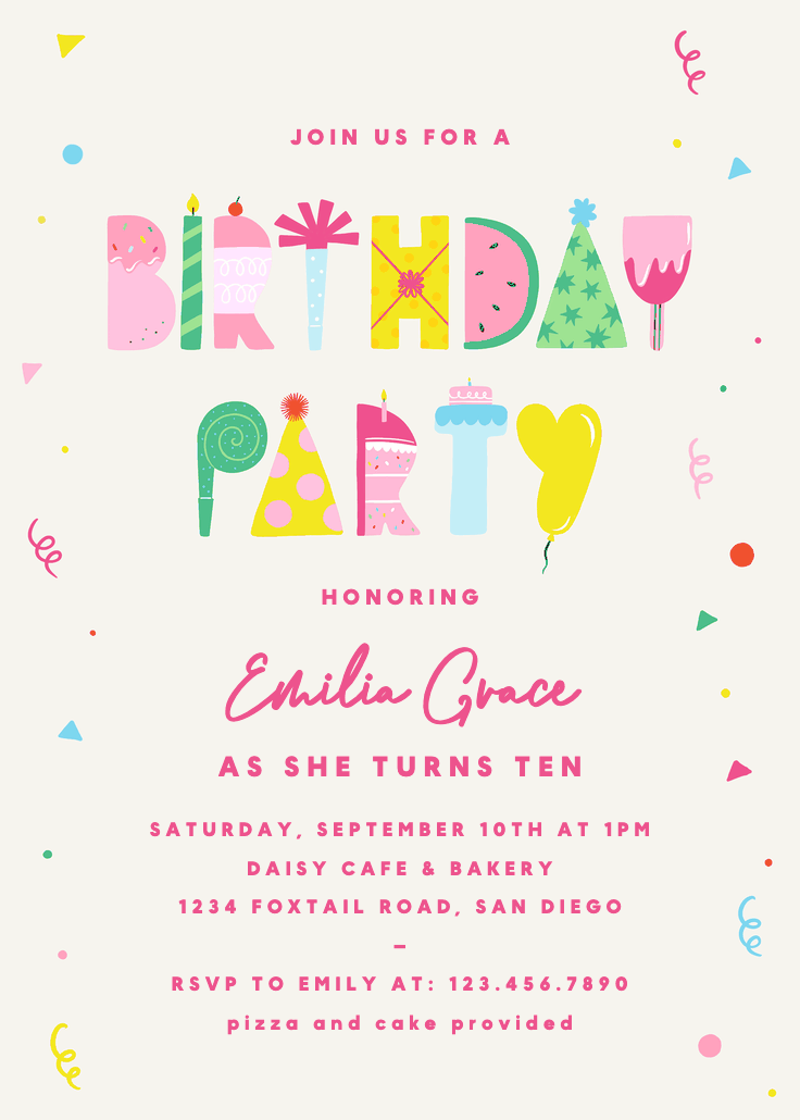 Birthday party happy typo - Birthday Invitation Template | Greetings Island