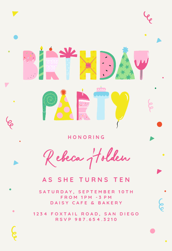 Birthday Party Happy Typo - Birthday Invitation Template | Greetings Island