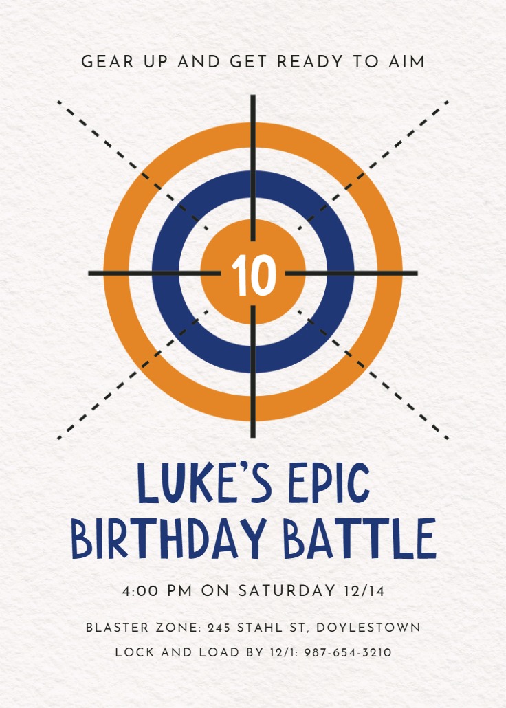 Blaster Zone - Birthday Invitation Template (Free) | Greetings Island