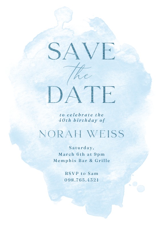 Blue Brushwork - Invitation Template (Free) | Greetings Island