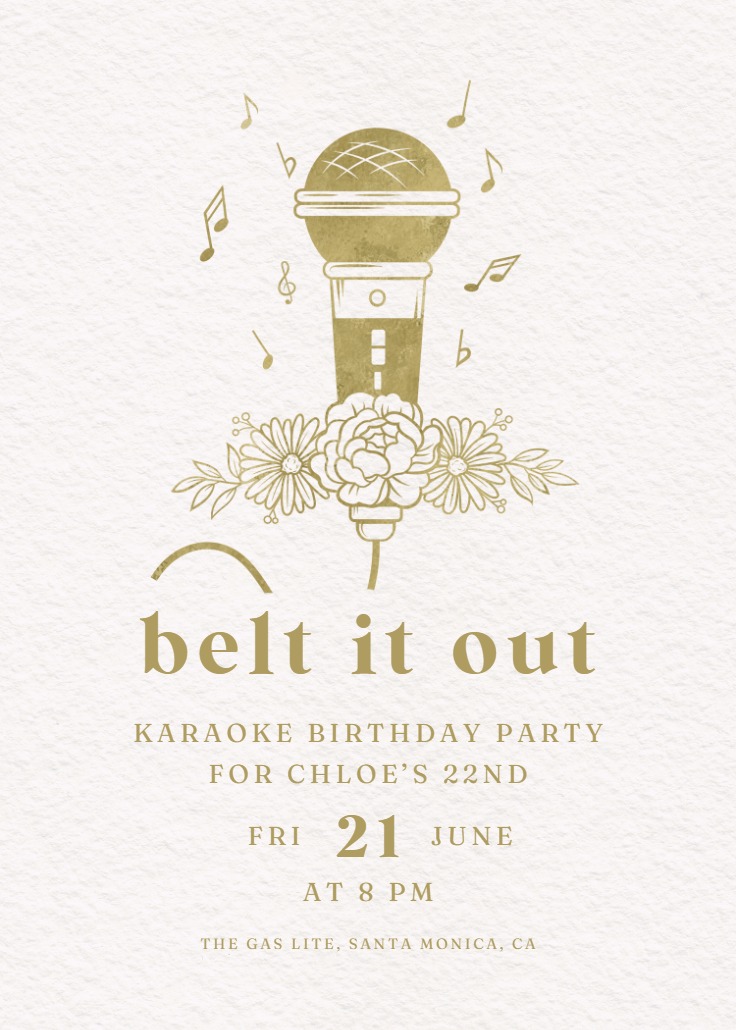 Boho Microphone - Birthday Invitation Template (Free) | Greetings Island