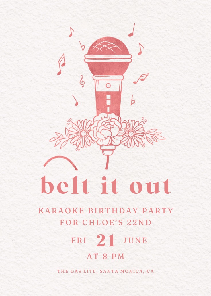 Boho Microphone - Birthday Invitation Template (Free) | Greetings Island