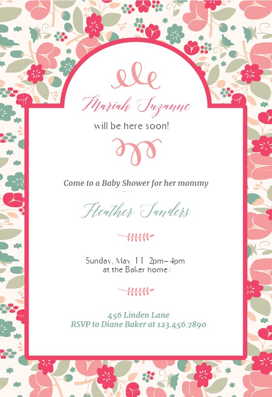 Bouquet Background - Baby shower invitation Template (Free) | Greetings ...