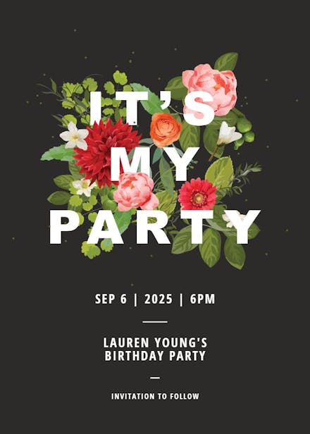 Bouquet Of Flowers - Birthday Invitation Template (Free) | Greetings Island