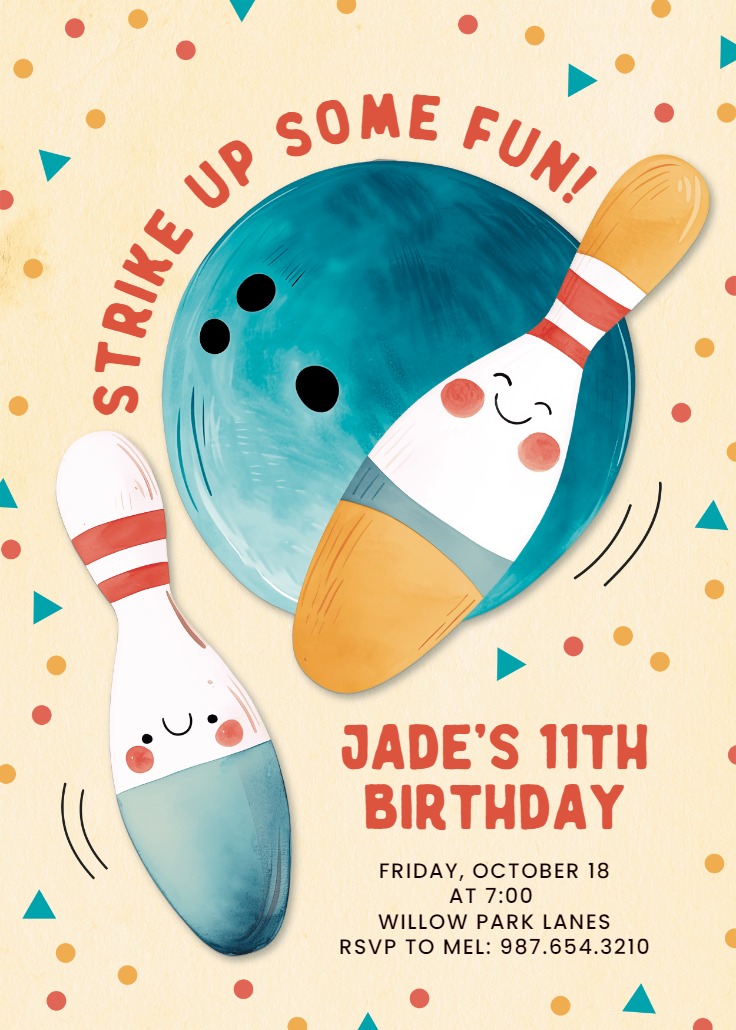 Bowling Free Online Party Invitation Templates | Greetings Island