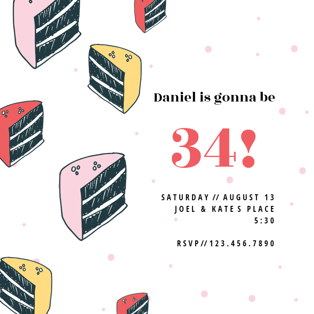 Cake Cake Cake Cake - Birthday Invitation Template (Free) | Greetings ...