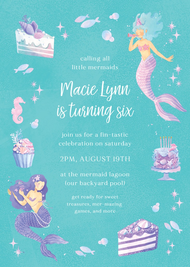 Calling All Mermaids - Birthday Invitation Template | Greetings Island