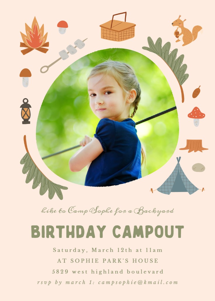 Camp birthday - Birthday Invitation Template (Free) | Greetings Island