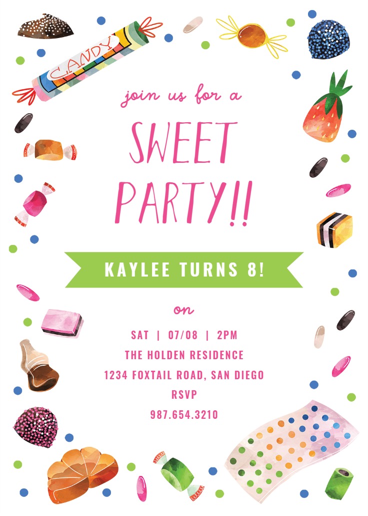 Candy - Birthday Invitation Template (Free) | Greetings Island