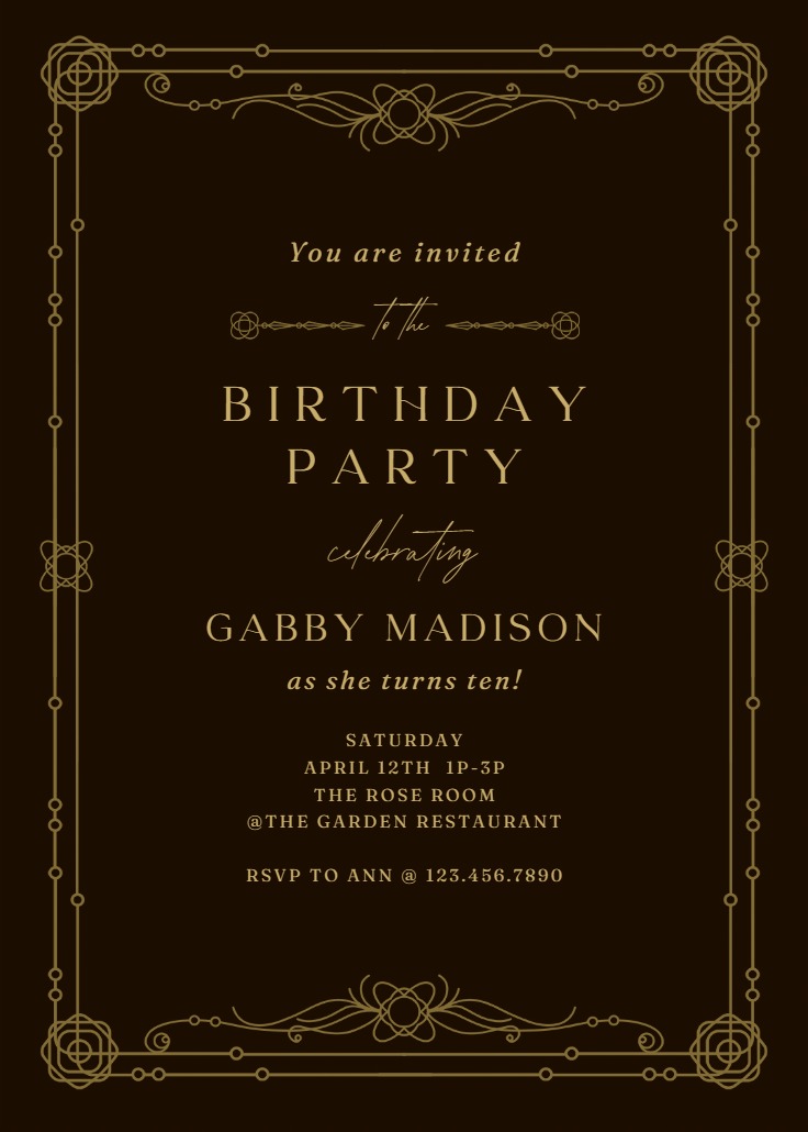 Classic Border - Birthday Invitation Template (Free) | Greetings Island